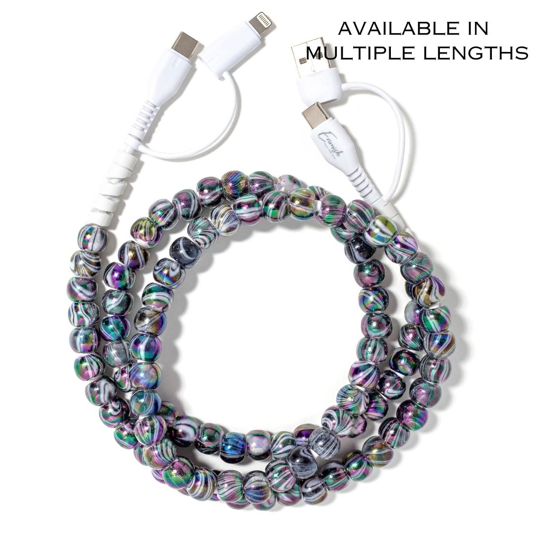 Beaded Phone Charger Marble Black – Erimish