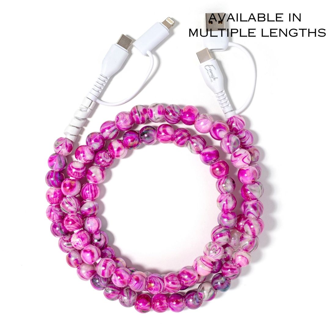Beaded Phone Charger Marble Pink – Erimish